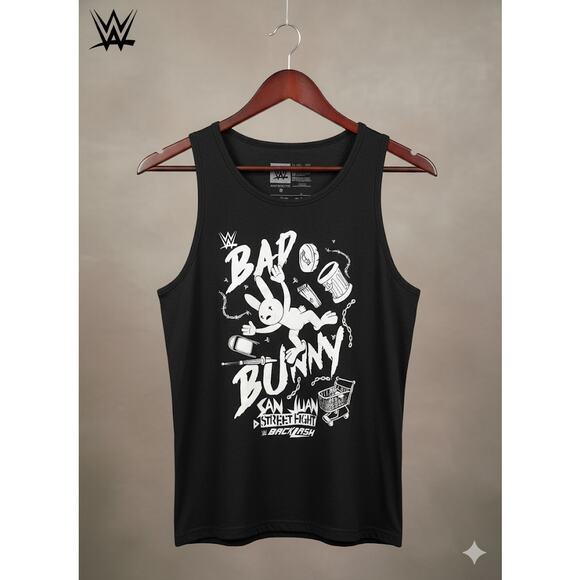 W Authentic Wear | Tops | Bad Bunny Wwe San Juan Authentic Womens Black ...